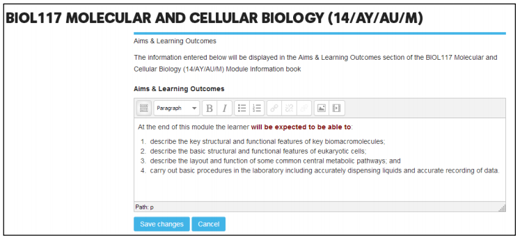 Using the Module Information block – Digital Education Help