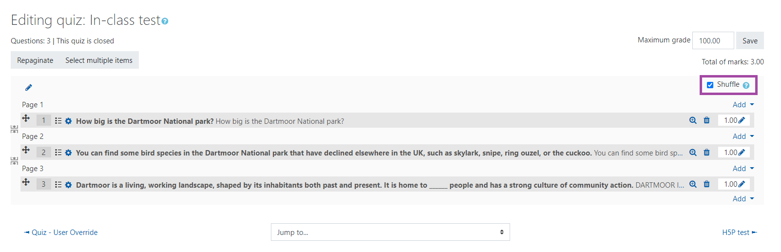 Creating multiple choice questions for a Moodle quiz using the question ...