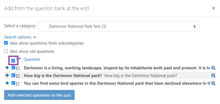 Creating multiple choice questions for a Moodle quiz using the question ...