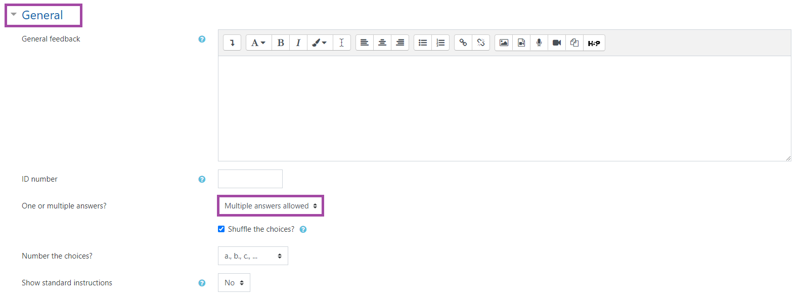 Adding multiple choice questions to a Moodle quiz – Digital Education Help