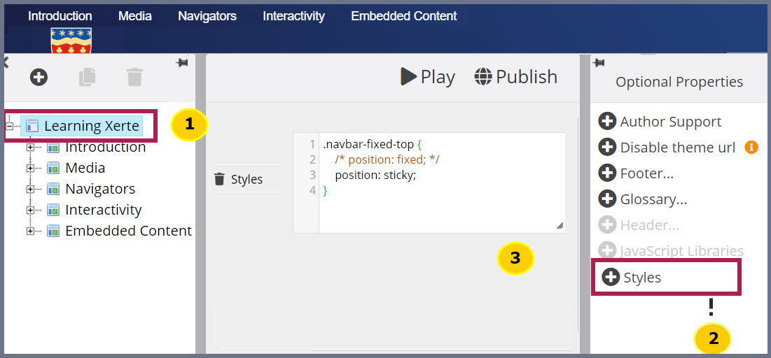 Navigation and layout in Xerte – Digital Education Help
