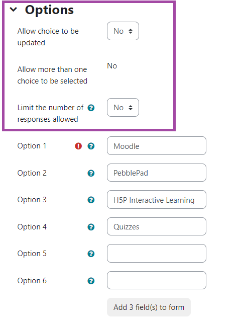 How to add a Choice activity to your Moodle course – Digital Education Help