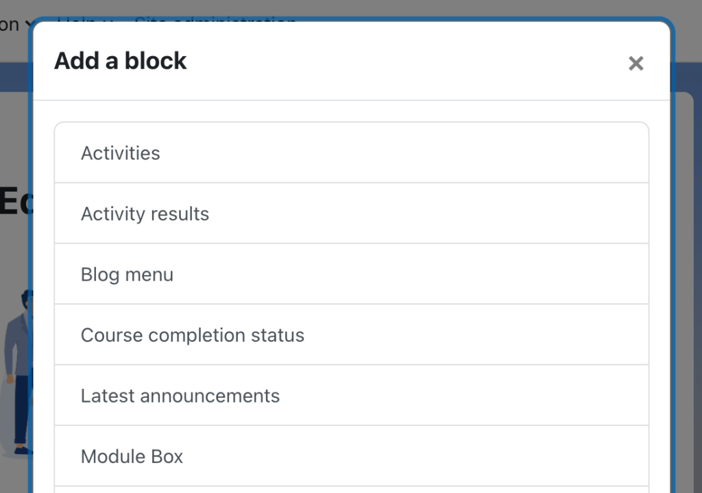 Adding a block to a Moodle course – Digital Education Help