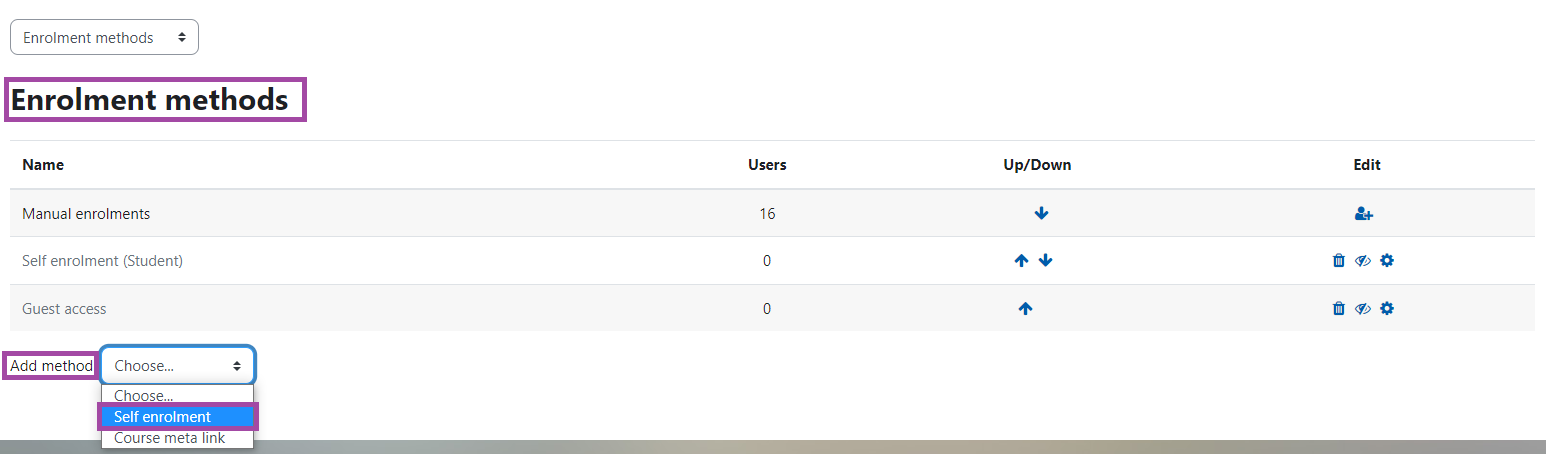Enrolment methods in shared content courses and subject courses (in ...