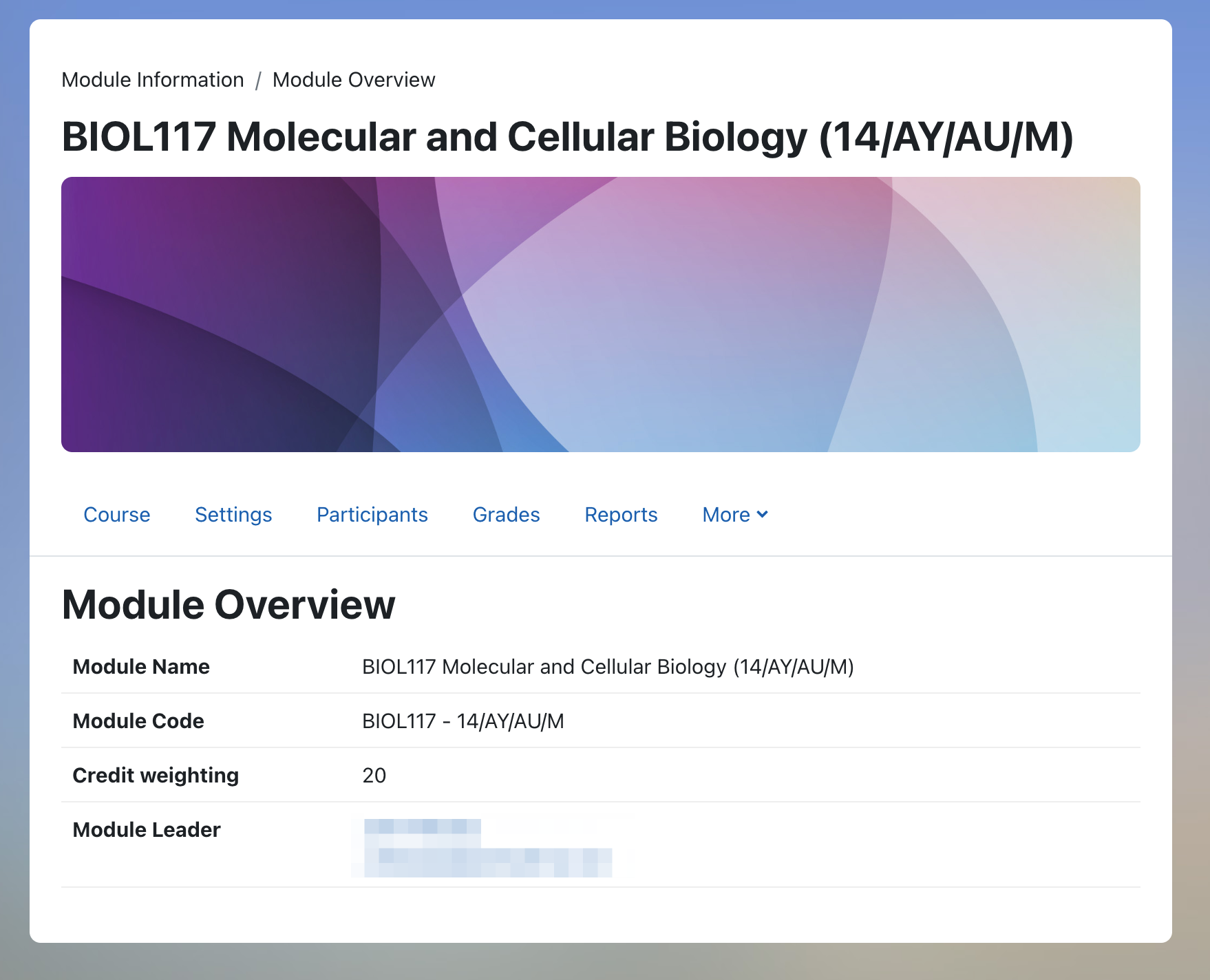 Using the Module Information block – Digital Education Help