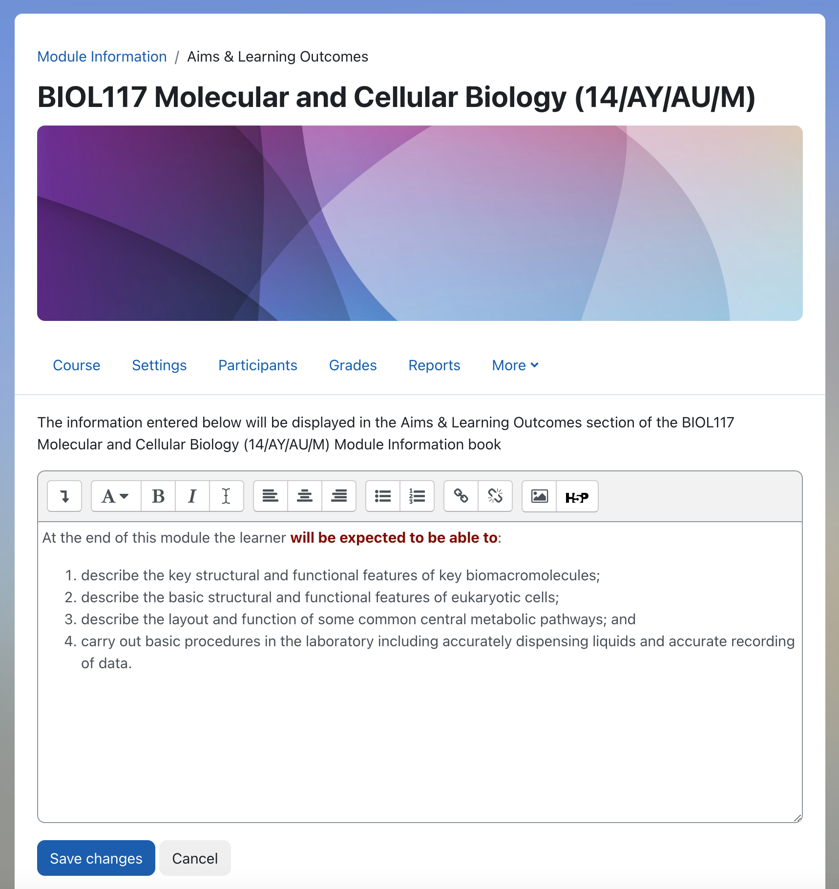 Using the Module Information block – Digital Education Help